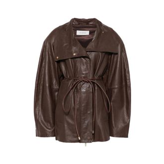 Sportmax Veste en cuir Spsalaggio - Femme - Vestes - Brun - Taille: 36 FR