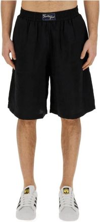 Family Fir$t Milano Family First, Homme, Shorts, Noir, Taille: L Wide Leg Linen Blend Shorts
