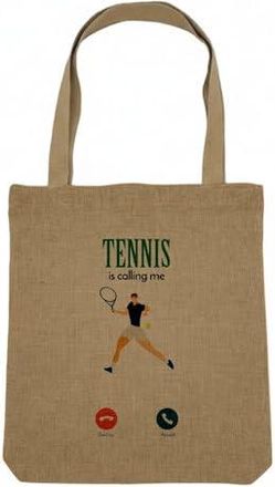 Fabulous Sac Shopping Tote Bag Aspect Lin - Tennis Is Calling Me Sport Racquet - Sac de Courses Toile Epaisse 360g Beige Naturel Cabas Port&eacute; Epaule Solide Impr