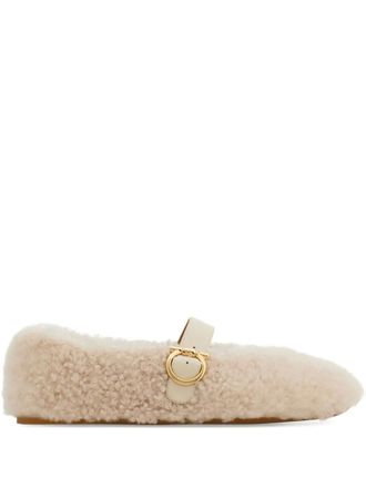 Ferragamo ballerines en peau lainée - Tons neutres