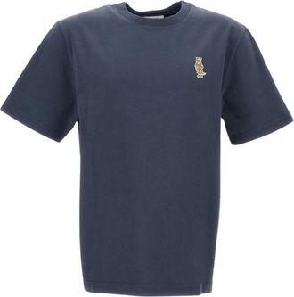 Maison Kitsun&eacute; Homme, Tops, Bleu, Taille: XL Patch Fox Oversize T-shirt