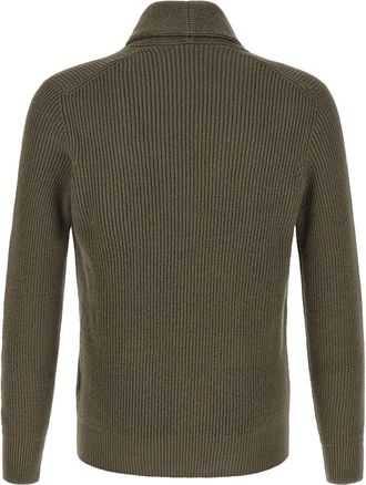 Brunello Cucinelli English Rib Malfil&eacute; Cotton Cardigan - Olive Green