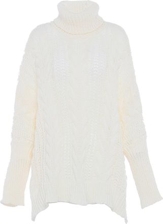 Faina Rollkragenpullover Damen Wollwei&szlig;