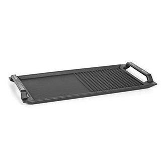 Klarstein Klarstein Delicatessa Grill Pan - Plaque de gril pour plaques à induction, 43,5 x 23 cm, Rainurée pour le gril et plaque à sauter, En fer, Nettoyage f