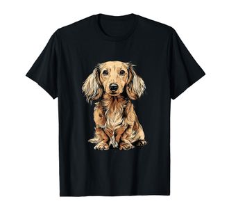 Whyitsme Design Blond Langhaar Dackel Hund Illustration T-Shirt