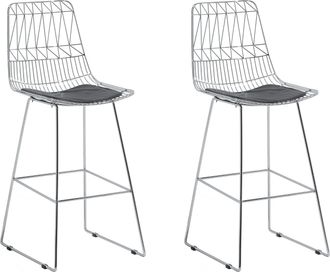 Beliani Trendy Barstühle aus silbernem, pulverbeschichtetem Metall im praktischen 2er Set Preston