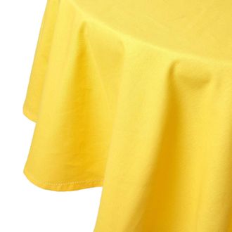 Homescapes Gelbe Tischdecke rund mit Hohlsaum aus 100% Baumwolle 178 cm, rundes Tischtuch, waschbar & pflegeleicht