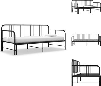 vidaXL Tagesbett Ausziehbar Schwarz Metall 90x200 cm - Tagesbett - Schlafsofa - Ausziehbett - G&auml;stebett - Doppelbett