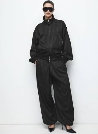 Mango Pantalon balloon rayures tennis noir - Femme - XS - MANGO