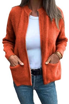 Generic Gilet Chaud Femme Cardigans en Tricot d&eacute;t&eacute; pour Femmes Cardigan en Tricot zipp&eacute; &agrave; Manches Longues