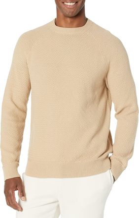 Amazon Essentials Herren Oversize-Pullover mit Rundhalsausschnitt aus strukturierter Baumwolle, Br&auml;unen, M
