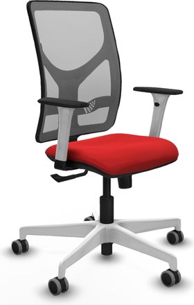 Piqueras y Crespo B&uuml;rostuhl, rot, mit wei&szlig;en und schwarzen Armlehnen, h&ouml;henverstellbare Lendenwirbelst&uuml;tze, ausgestattet mit 3 Positionen und Schaumstoff. Grau/Rot