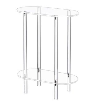 Generico Beistelltisch aus transparentem Acryl, moderner Beistelltisch, transparent, modern, Nachttisch mit 2 Ebenen, ovaler Kaffee-Stil, kompakte M&ouml;bel f&uuml;r Sc