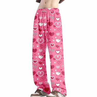 Generic Pantalon de pyjama pour homme avec imprim&eacute; coeur pour la Saint-Valentin - Confortable - Pour la maison - Pantalon de pyjama pour amoureux - V&ecirc;tement d