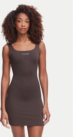 Guess Sommerkleid V6YK07 K4711 Dunkelbraun Slim Fit