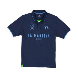 La Martina Baumwoll-Polohemd mit Logo-Stickerei - - Tops - Herren - Blau - M