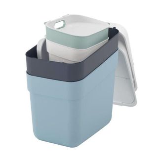 Curver Lot de 4 Poubelles - READY TO COLLECT - CURVER - 5 L + 10 L + 2 x 20 L - Blanc/Vert/Bleu/Gris