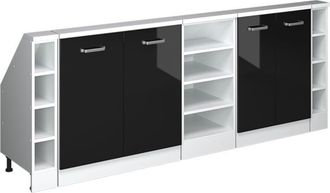 Vicco Ensembles de meuble de rangement sous pente Rion, Ch&ecirc;ne noir brillant/blanc, Lot de 5, Vicco