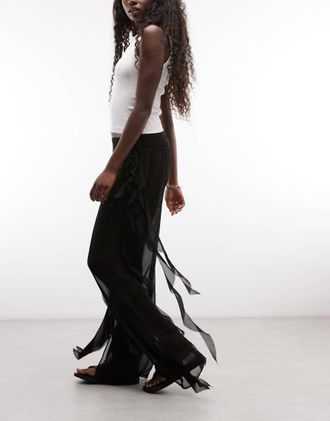 AllSaints Minna pantalon en tulle &agrave; volants noir
