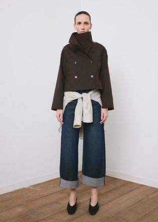 Mango Wide-Leg-Jeans mit umgeschlagenem Beinabschluss blau - Damen - 32 - MANGO