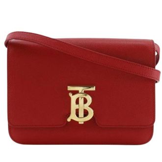 Burberry Pre-owned Petit Sac Bandouli&egrave;re Grain&eacute; TB en Cuir de Veau - Femme - Pre-owned - Rouge - Taille: ONE Size