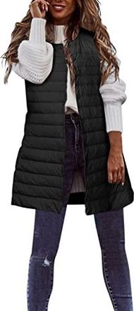 Generic Vestes dhiver longues pour femmes 2026 manteau fin et l&eacute;ger en duvet d&eacute;contract&eacute; mince et matelass&eacute; veste dext&eacute;rieur avec poches, Noir, XS