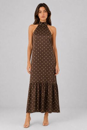 Mixray Punkte-Halter-Maxikleid