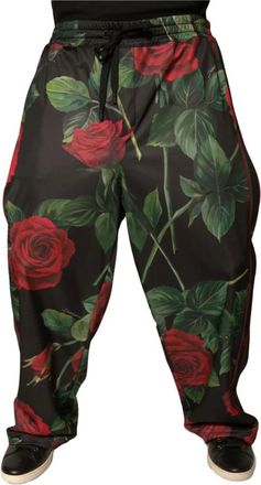 Dolce & Gabbana Homme, Pantalons, Multicolore, Taille: 3XL Pantalon de surv&ecirc;tement &agrave; imprim&eacute; roses Coupe d&eacute;contract&eacute;e