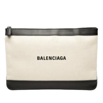 Balenciaga Pre-owned Navy Clip Clutch - - Pre-owned - Damen - Beige - ONE SIZE
