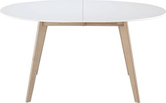 Miliboo Tisch ausziehbar oval Wei&szlig; und helles Holz L150-200 LEENA