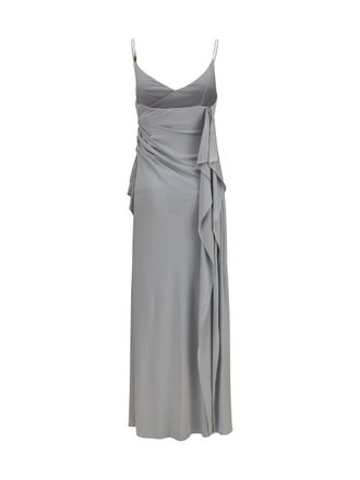 Versace Womens Viscose Jersey Dress Silver Grey