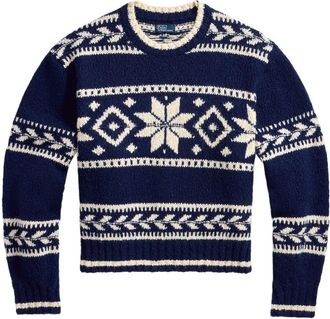 Polo Ralph Lauren pull &agrave; motif en jacquard - Bleu