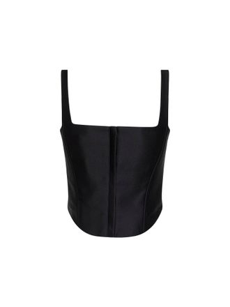 Self Portrait Womens Corset Top Black Taffeta Polyester Tops