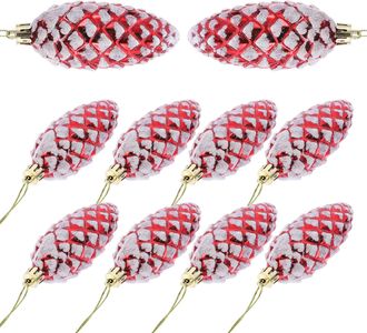 BESPORTBLE 10 St&uuml;ck Rote Tannenzapfen Anh&auml;nger aus Kunststoff Wetterfeste Weihnachtsbaumschmuck H&auml;ngedekoration f&uuml;r Innen und Au&szlig;en Vielseitige Weihnachts und Fe