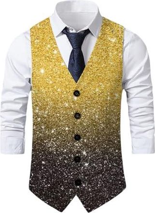 Generico Gilet à paillettes pour fête sur le thème du carnaval Gilet brillant Costume de fête pour hommes et femmes Ensemble du réveillon du Nouvel An, or, L