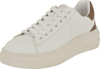 Guess Guess Womens Elbina Sneaker, White/Medium Brown Logo 140, 39.5 EU