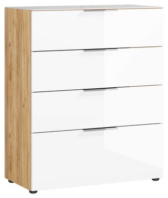 Germania home24 Kommode mit 4 Schubladen 83 x 102 x 42cm Braun/Wei&szlig;/Wei&szlig;/Eiche Navarra Dekor