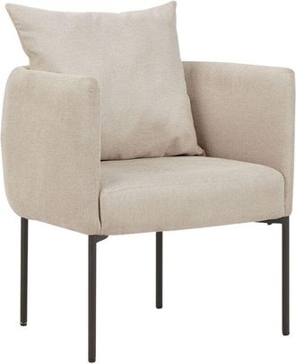 Beliani Beliani - Sessel Hellbeige Leinenoptik mit Schwarzen Metallbeinen Kissen Elegant Retro Stil für Wohnzimmer