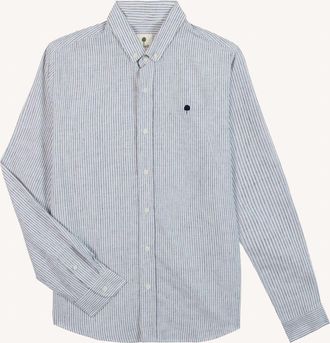 Faguo Chemise en lin ray&eacute;e &eacute;cru et bleu - IVOY