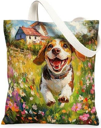 Generic Sac fourre-tout en toile r&eacute;utilisable pour le shopping, 33 x 38,1 cm, sac d&eacute;picerie r&eacute;utilisable pour femme, motif floral amusant, plage, esth&eacute;tique, 