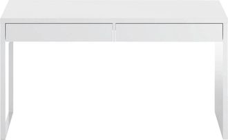 Dmora Houston Schreibtisch, multifunktionaler umkehrbarer B&uuml;roschreibtisch, PC-Studientisch mit 2 Schubladen, 138 x 50 x 75 cm, Wei&szlig;