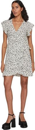 Vila Damen Vifini Wrap S/S Short Dress - Noos Kleid, Birch/AOP:dolma, 42 EU