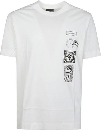 Emporio Armani Homme, Tops, Blanc, Taille: XL Graphic Print T-shirt