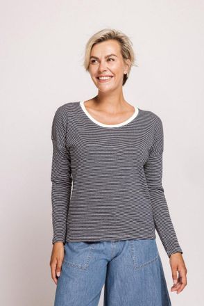 Zhrill Langarmshirt ZHRAHEL LS aus Leinen und in Ringel-Optik