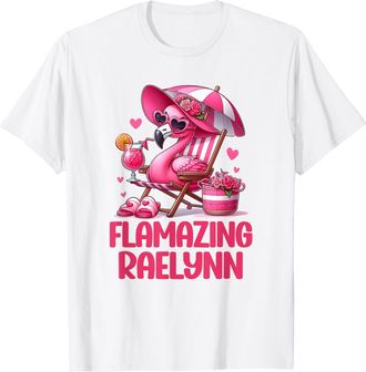 BDAZ Flamazing Raelynn Pink Flamingo Tropical Beach Trip Damen T-Shirt