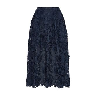 Rotate Rotate Birger Christensen, Femme, Jupes, Bleu, Taille: 42 FR Jupe Midi en Dentelle 3D