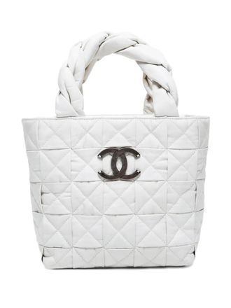 Chanel sac &agrave; main &agrave; logo CC (2005-2006) - Blanc