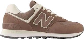 New Balance 574 Sneaker f&uuml;r Damen, Wildleder, Keilabsatz (Braun/Wei&szlig;)