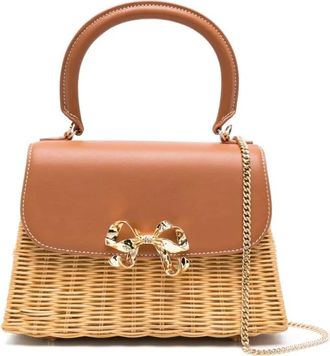 Self Portrait Femme, Sacs, Brun, Taille: ONE Size Rattan Mini Bow Bag