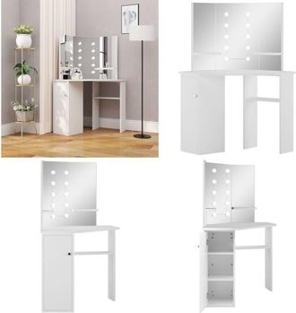 vidaXL Vidaxl - Coiffeuse dangle table de maquillage lumière led Blanc clair - Coiffeuse - Meuble De Salle De Bain - Vanity - Dressing - Miroir - Home &